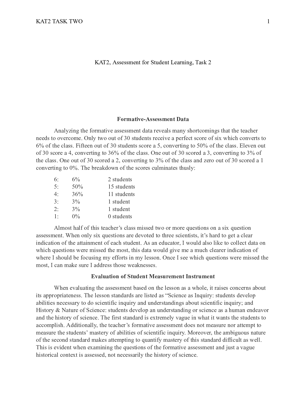 KAT2, Assessment for Student Learning, Task 2 KAT2, Assessment for Student Learning, Ta ...